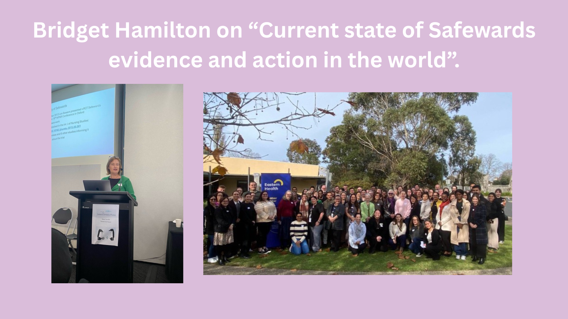 A/Prof Bridget Hamilton's presentation on Safewards at Eastern Hospital