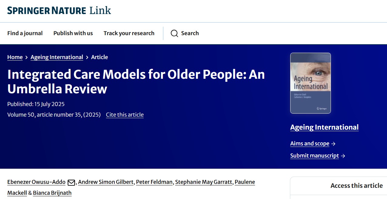 Integrated Care Models for Older People: An Umbrella Review
